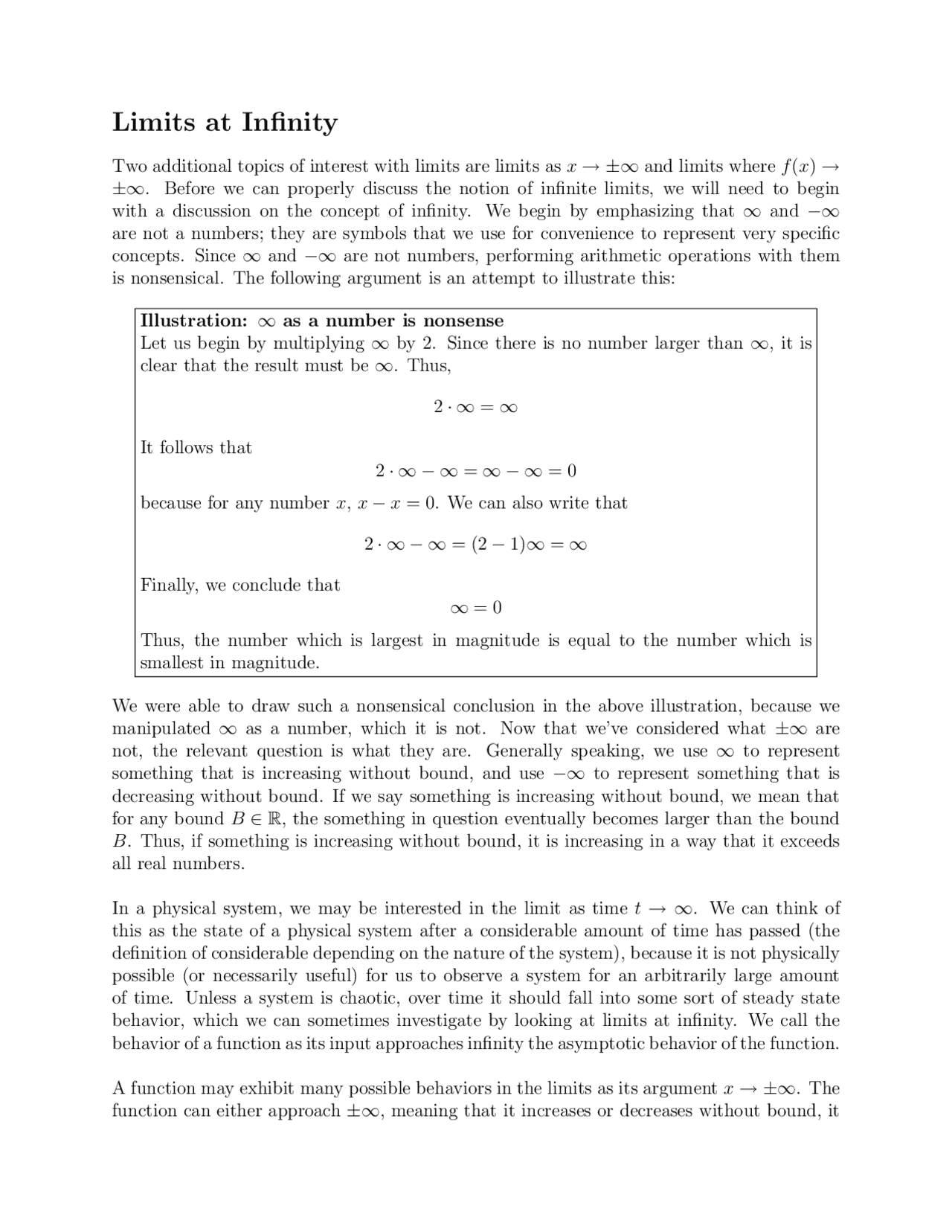Limits at Infinity: A Comprehensive Guide with Examples | Summaries Calculus for Engineers | Docsity