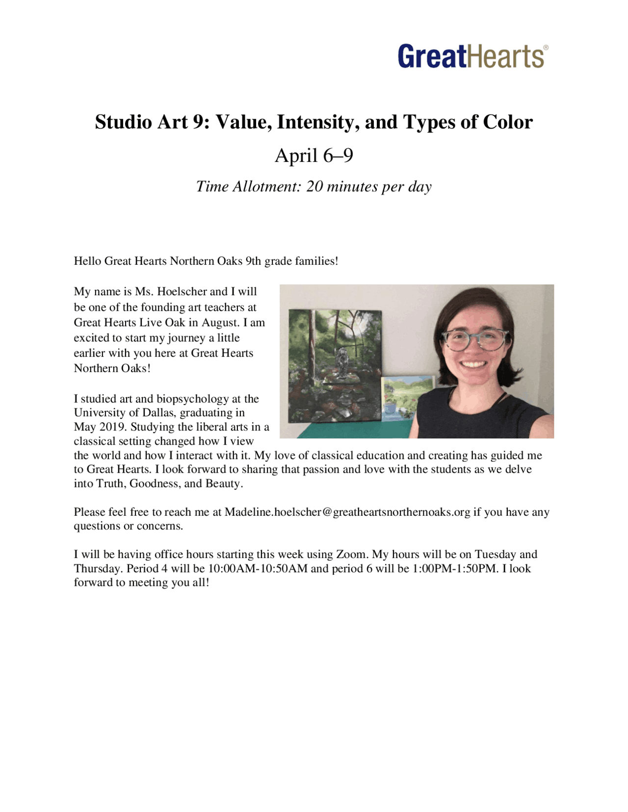 Studio Art 9: Value, Intensity, and Types of Color April 6–9 ...