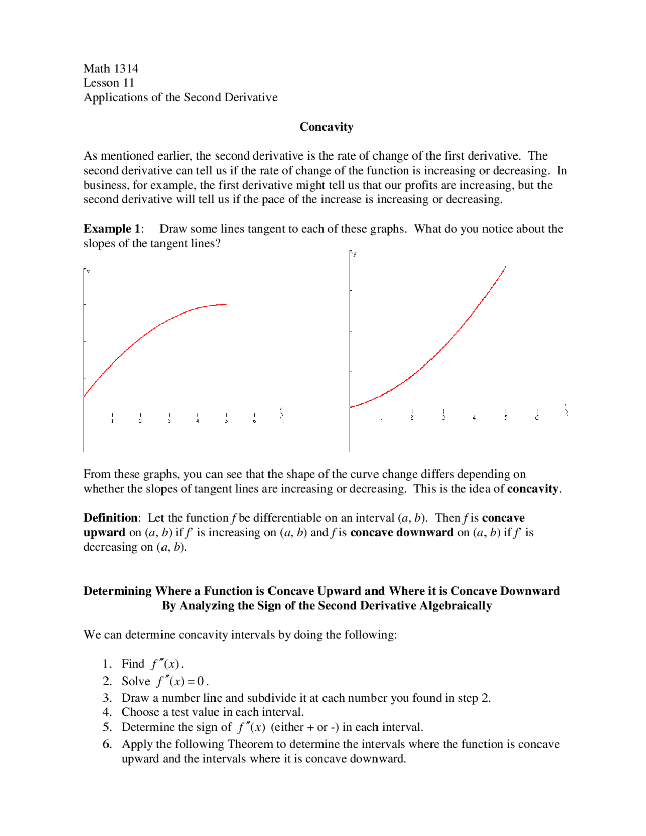 Applications Of The Second Derivative Handout Updated Exams Business