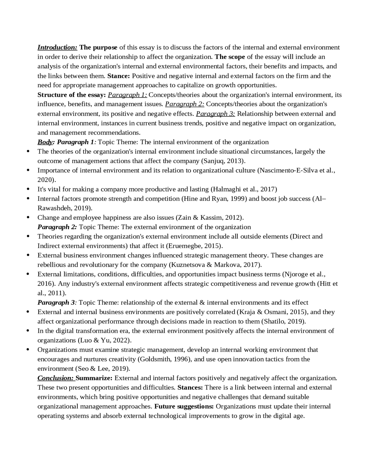 Internal And External Environment Schemes And Mind Maps Management