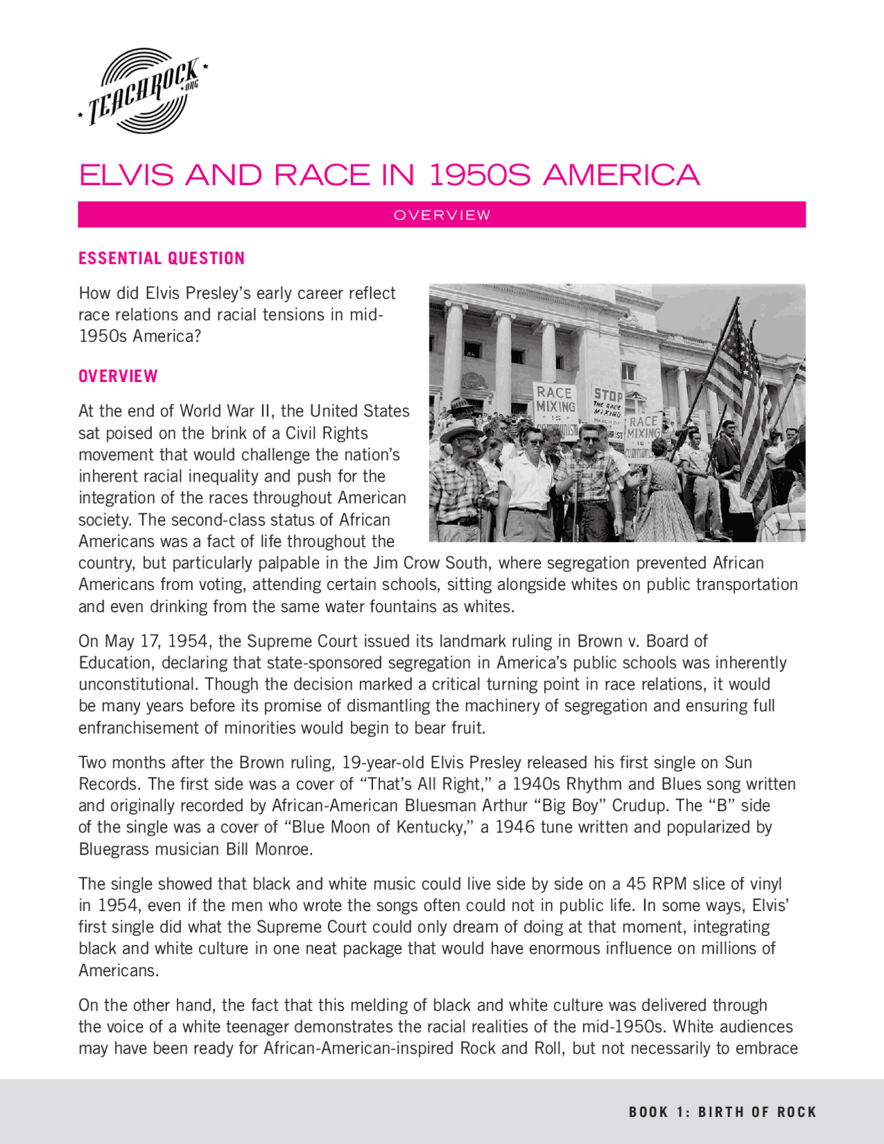 ELVIS AND RACE IN 1950S AMERICA | Slides Music | Docsity