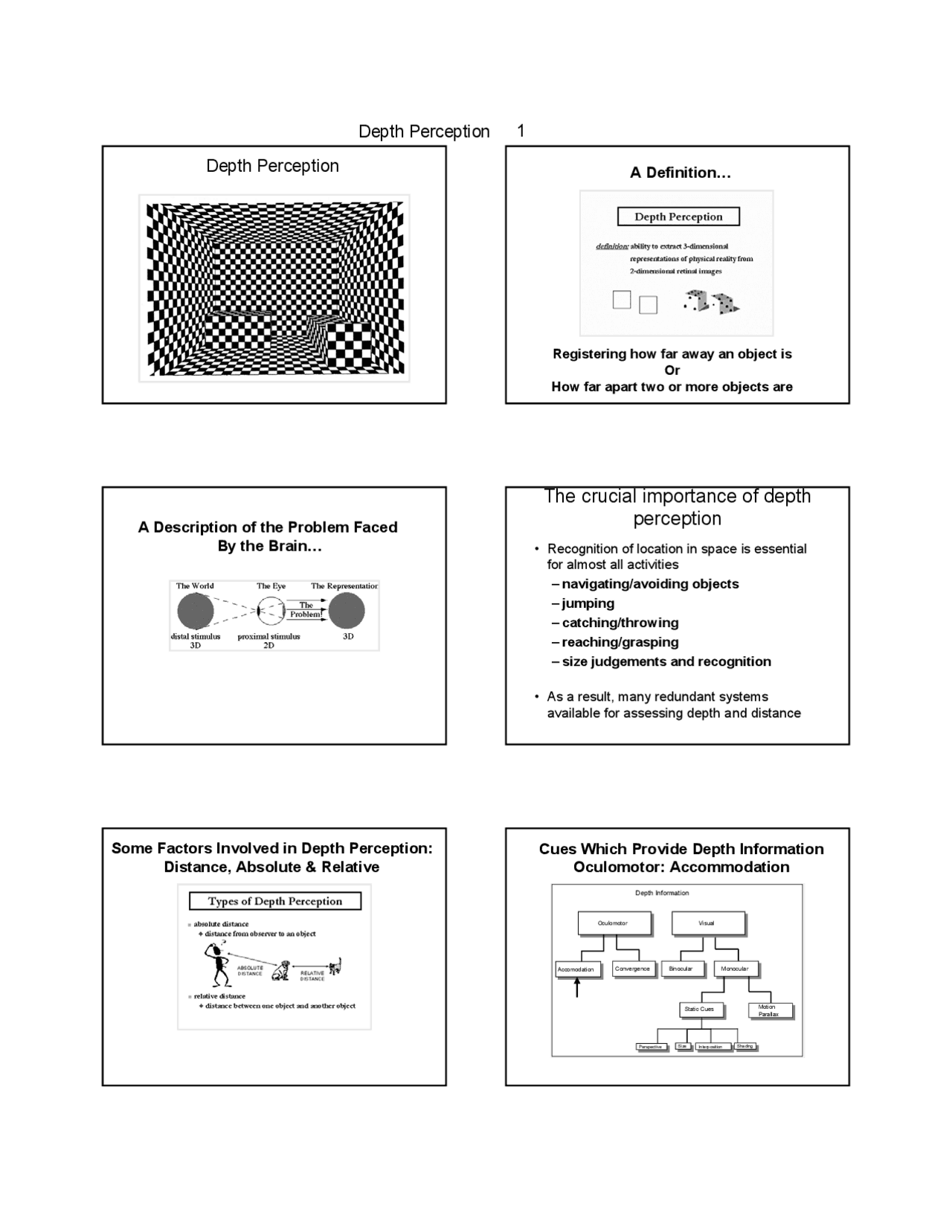 The crucial importance of depth perception | Lecture notes Psychology ...