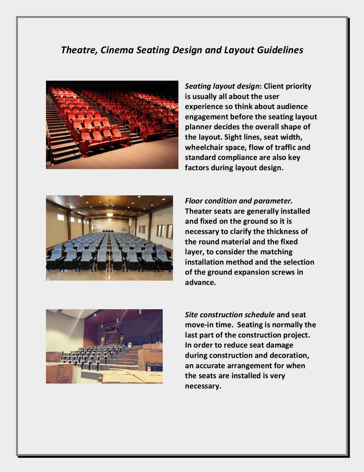 Theatre, Cinema Seating Design and Layout Guidelines | Exams Design ...