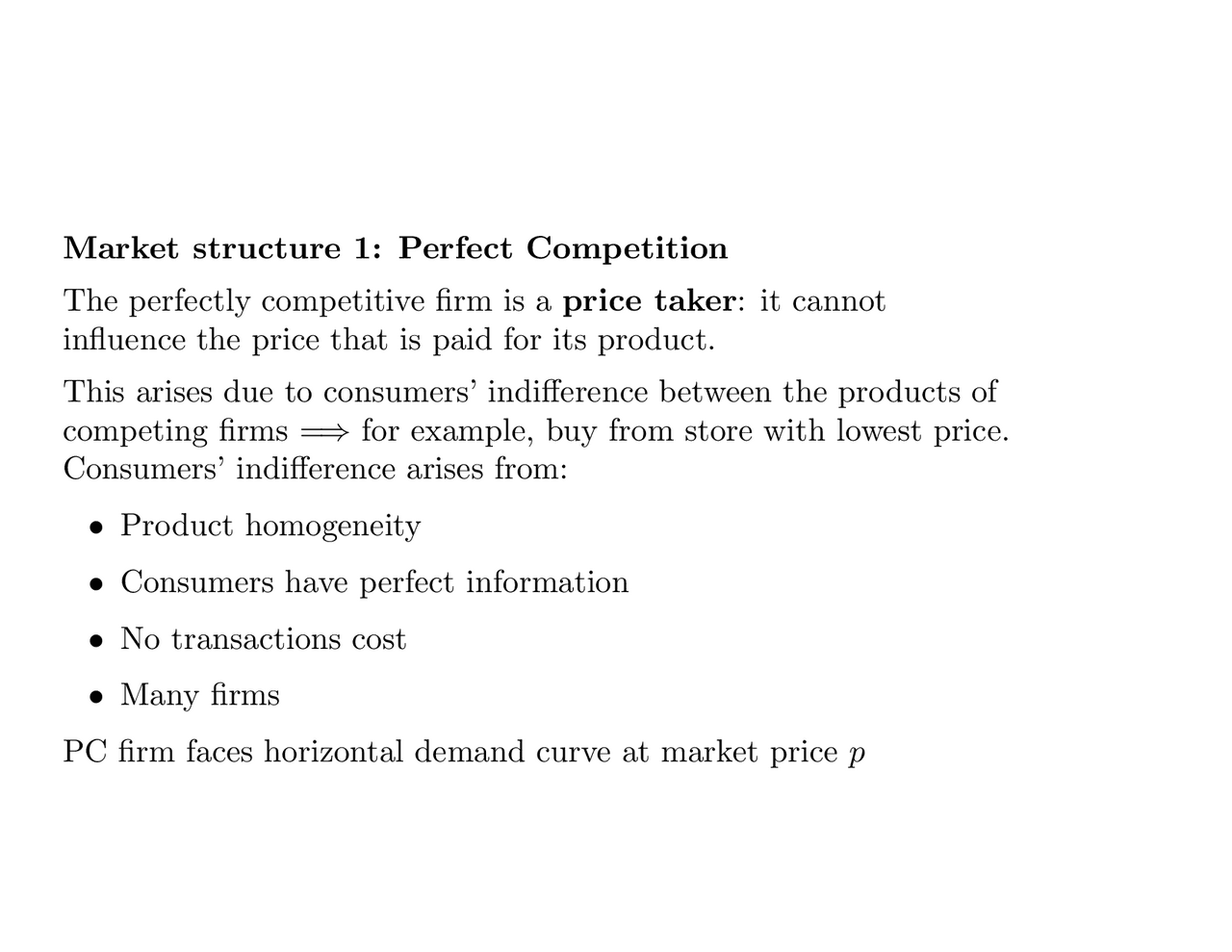 Market Structure 1 Perfect Competition Slides Technology Docsity