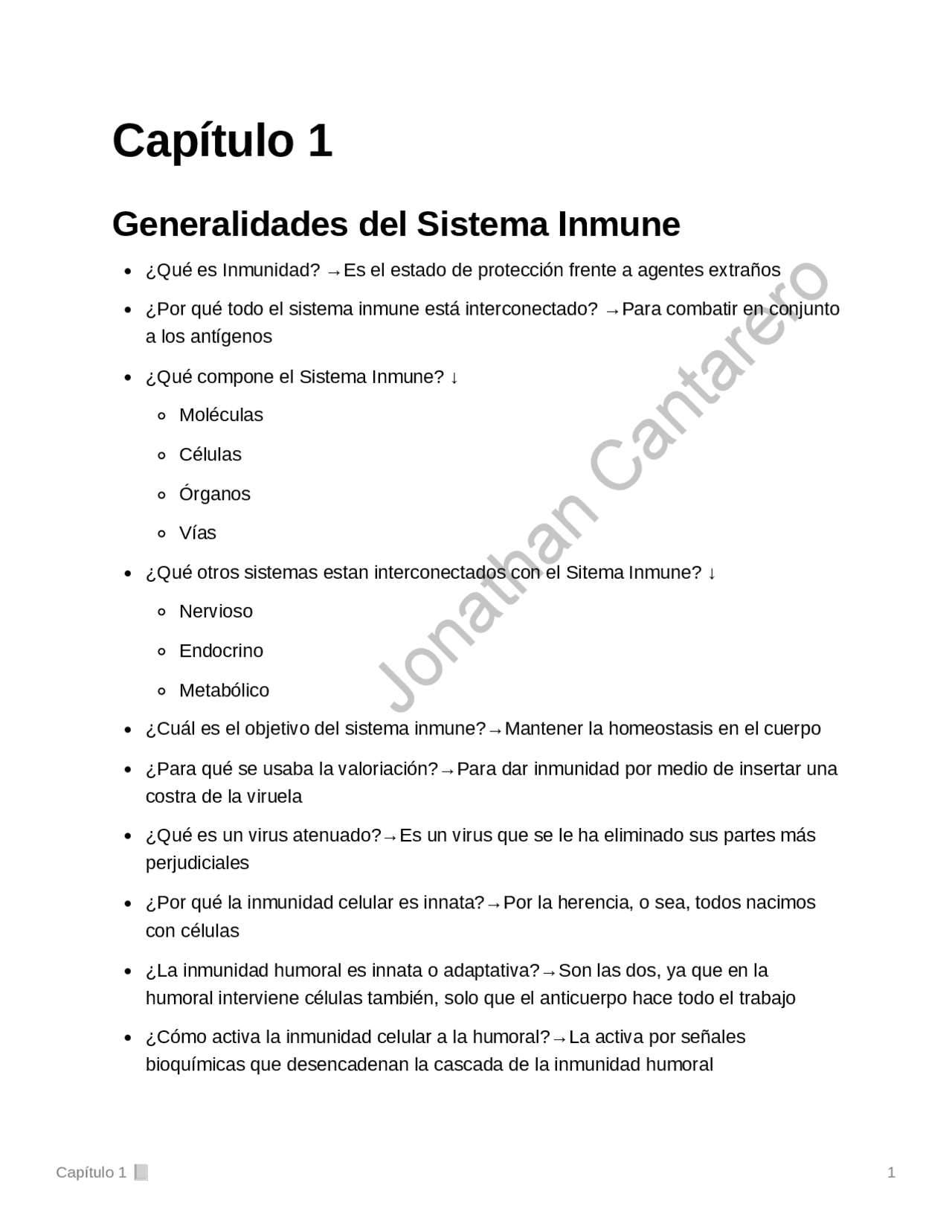 Guía Para Capitulo 1 Inmunología De Kuby Apuntes De Inmunología Docsity