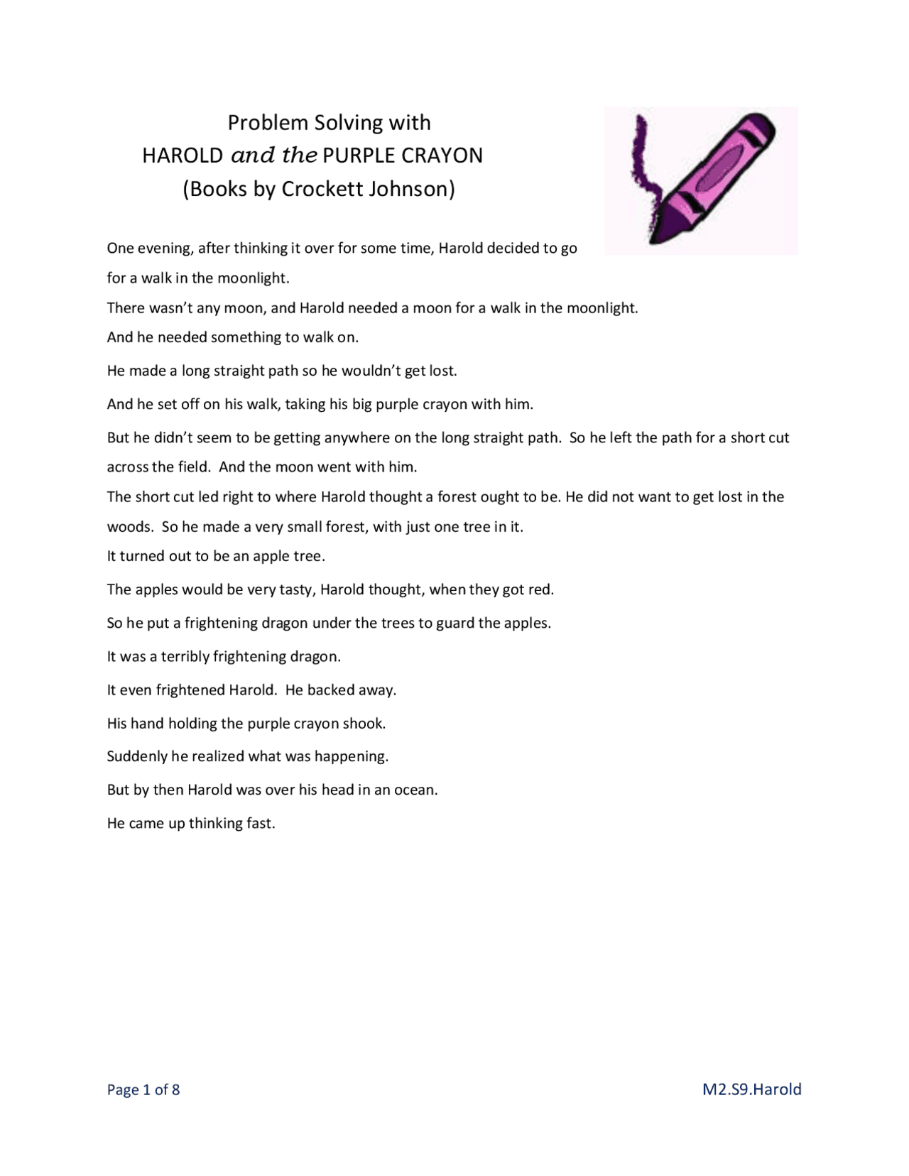 Problem Solving with HAROLD and the PURPLE CRAYON ... | Slides English ...
