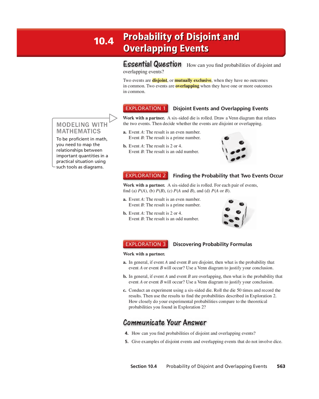 Probability of Disjoint and Overlapping Events 10.4 | Summaries ...