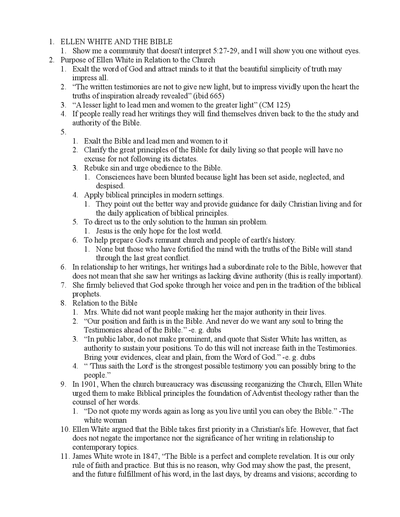 1. ellen white and the bible | Exercises History | Docsity