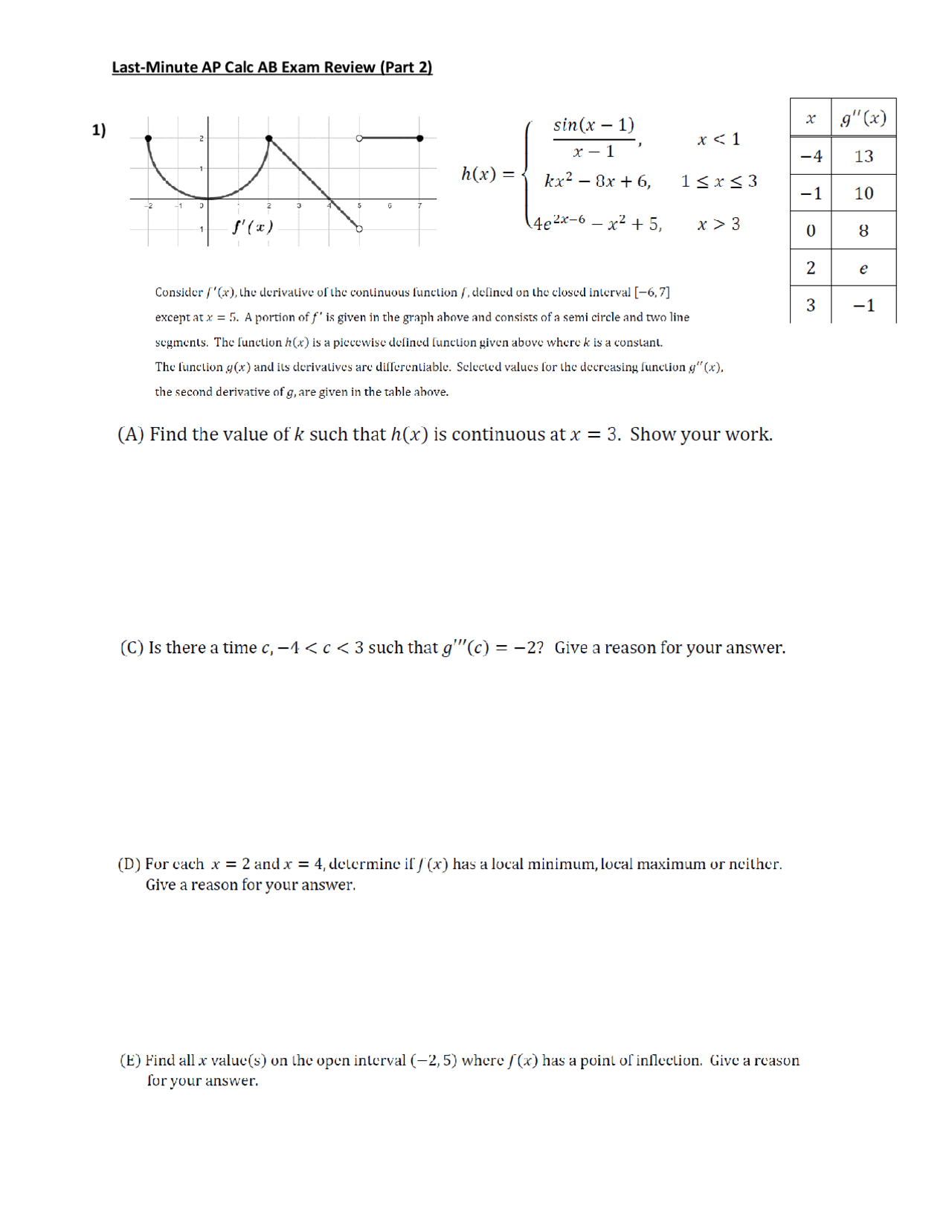 Last-Minute AP Calc AB Exam Review (Part 2) 1) | Slides Pre-Calculus ...