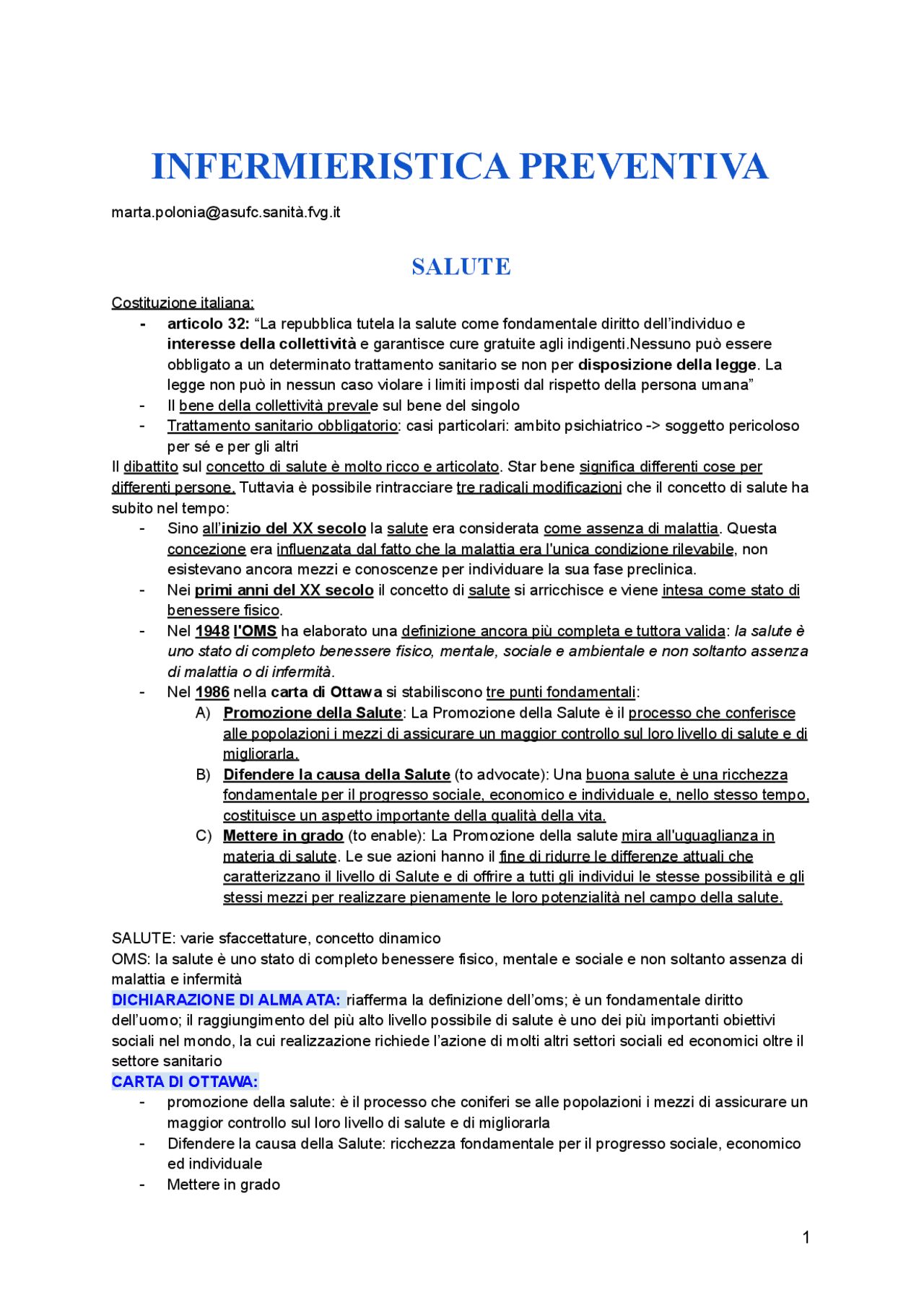 Infermieristica Preventiva Appunti Di Infermieristica Docsity