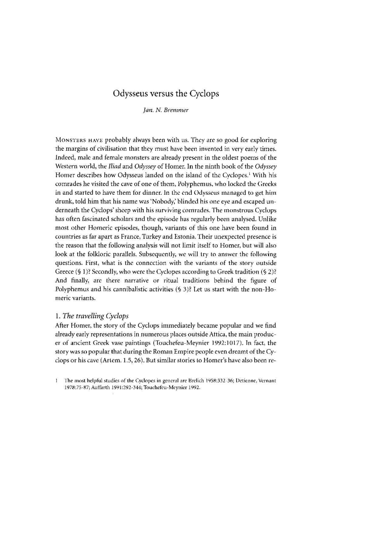 Odysseus versus the Cyclops | Exercises Art | Docsity