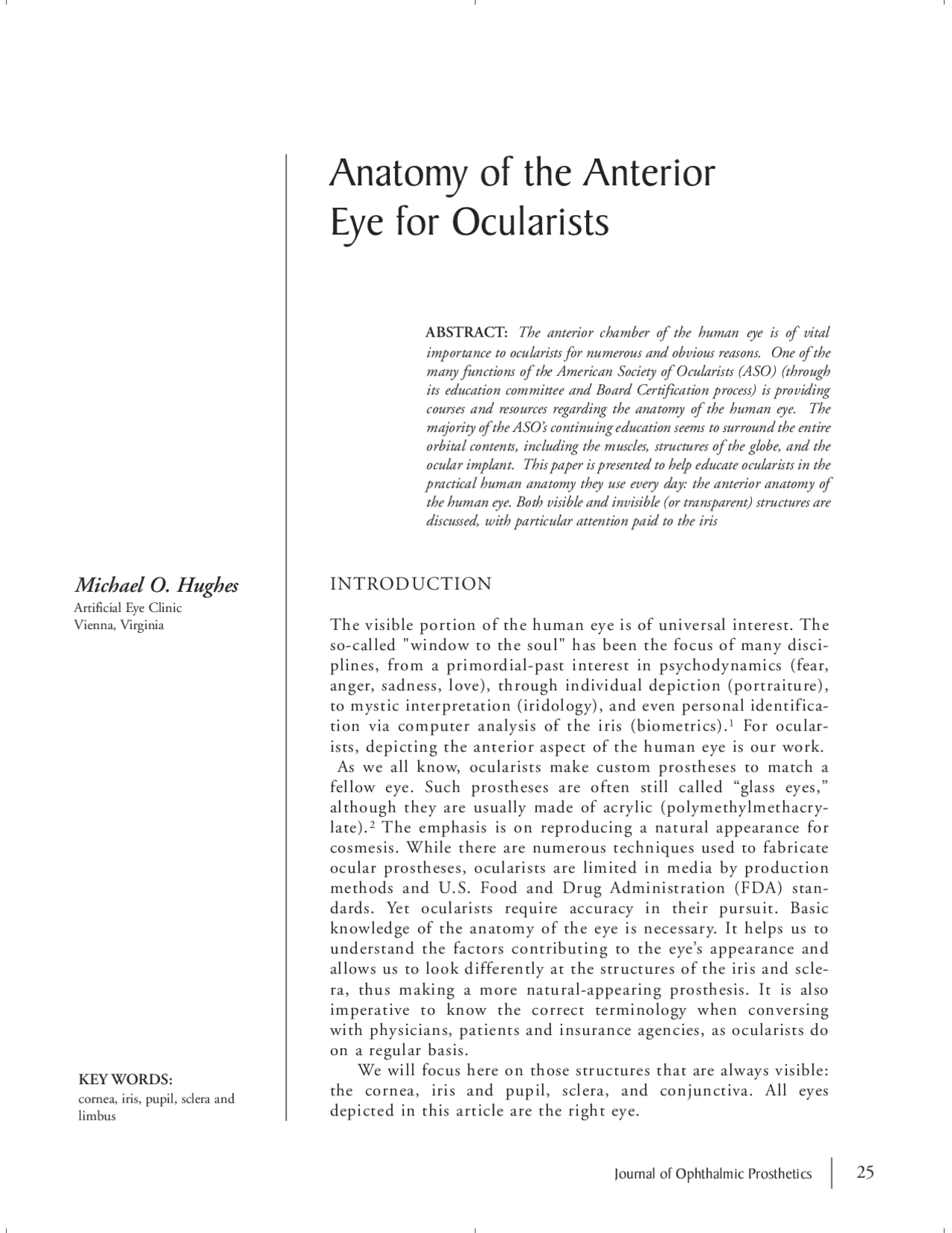 Anatomy of the Anterior Eye for Ocularists | Schemes and Mind Maps ...