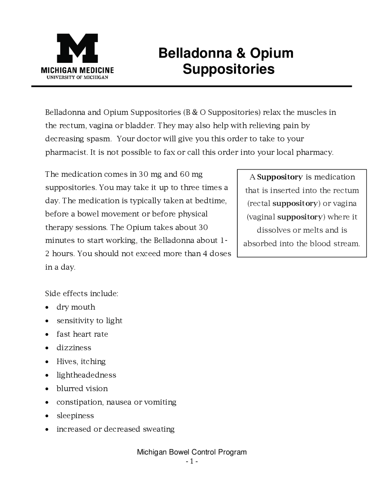 Belladonna & Opium Suppositories | Slides Pharmacy | Docsity