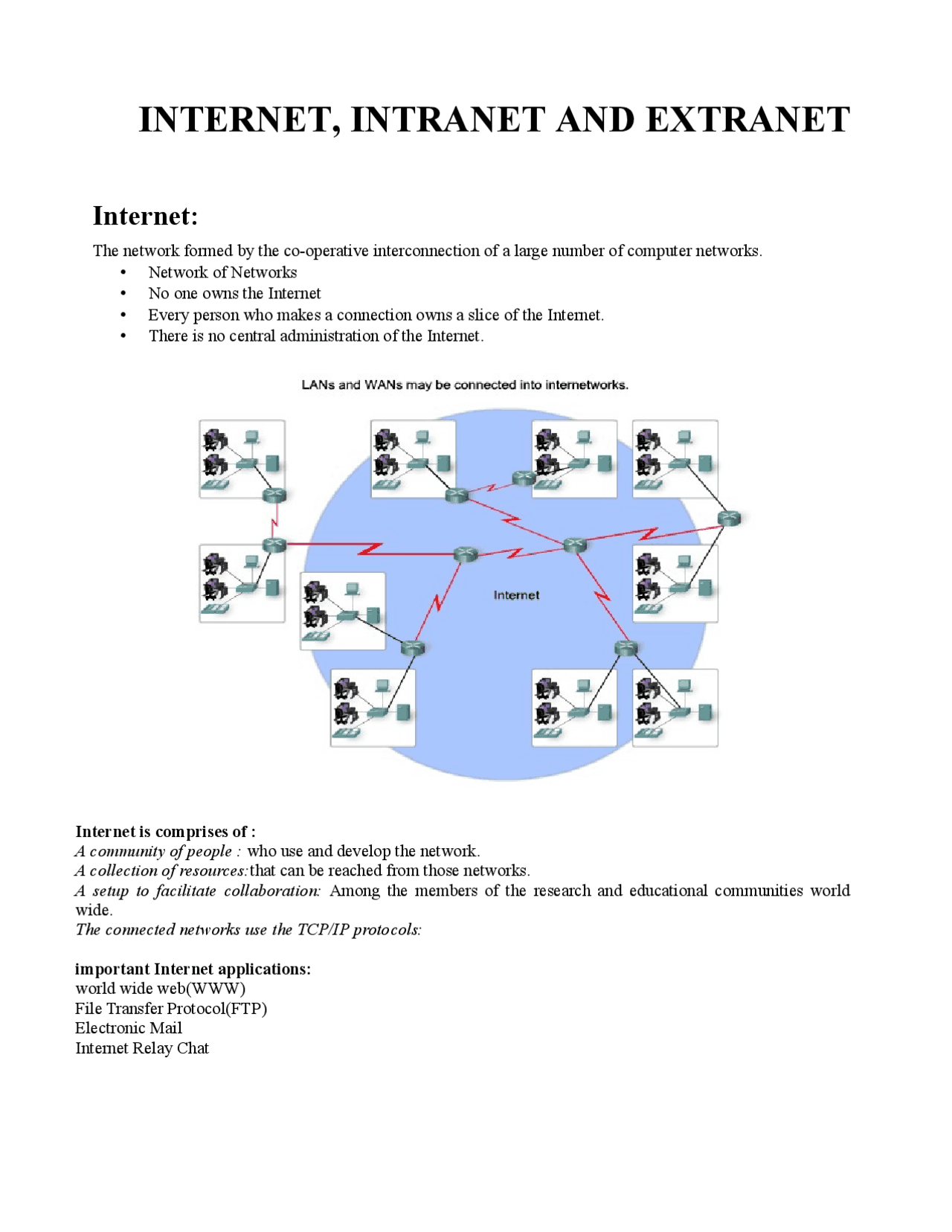 Internet Intranet And Extranet Summaries Computer Networks Docsity