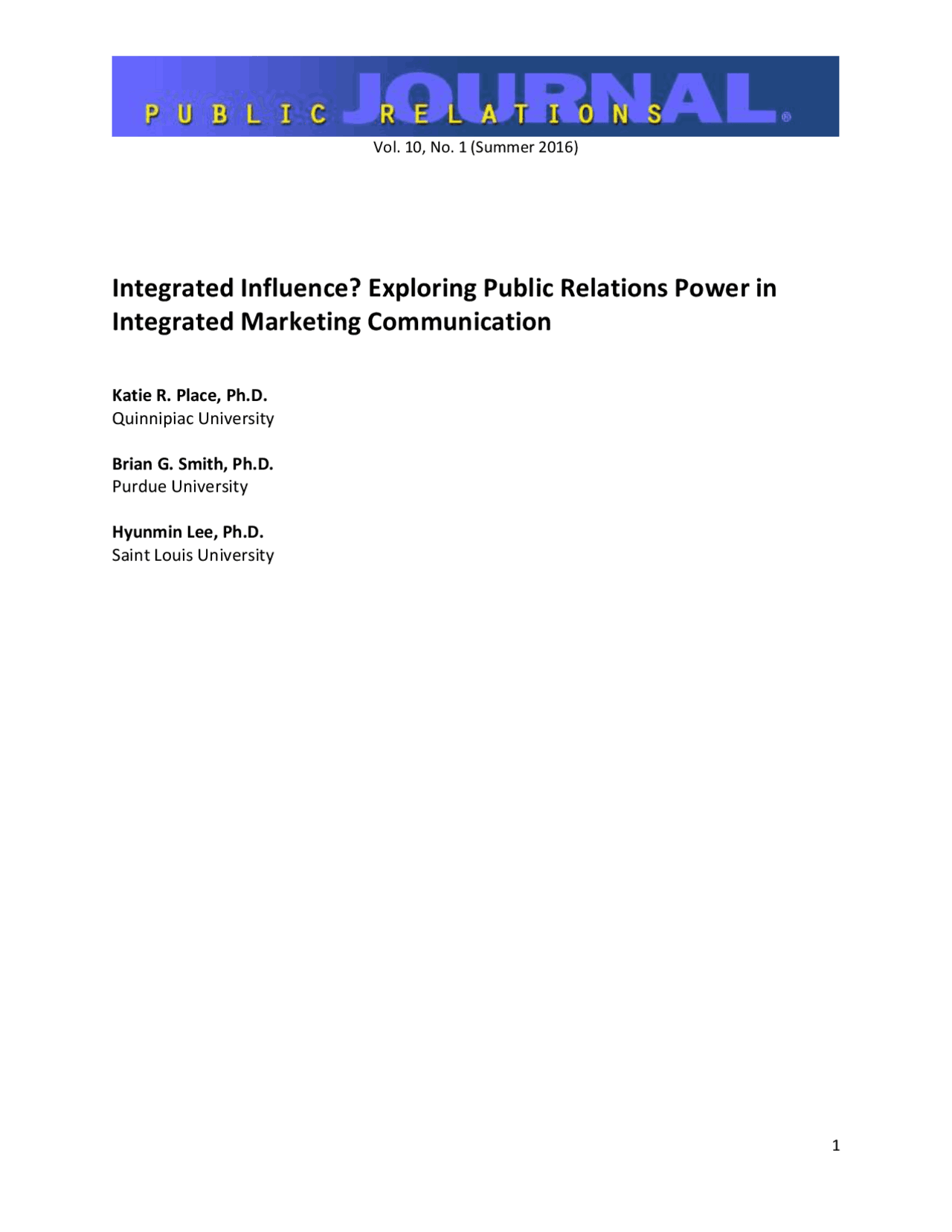 Integrated Influence? Exploring Public Relations Power in ... | Schemes ...
