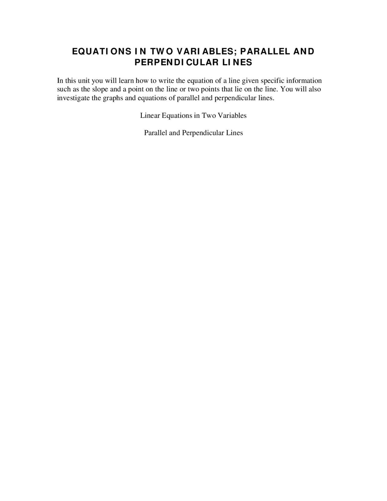 PARALLEL AND PERPENDICULAR LINES | Exercises Pre-Calculus | Docsity