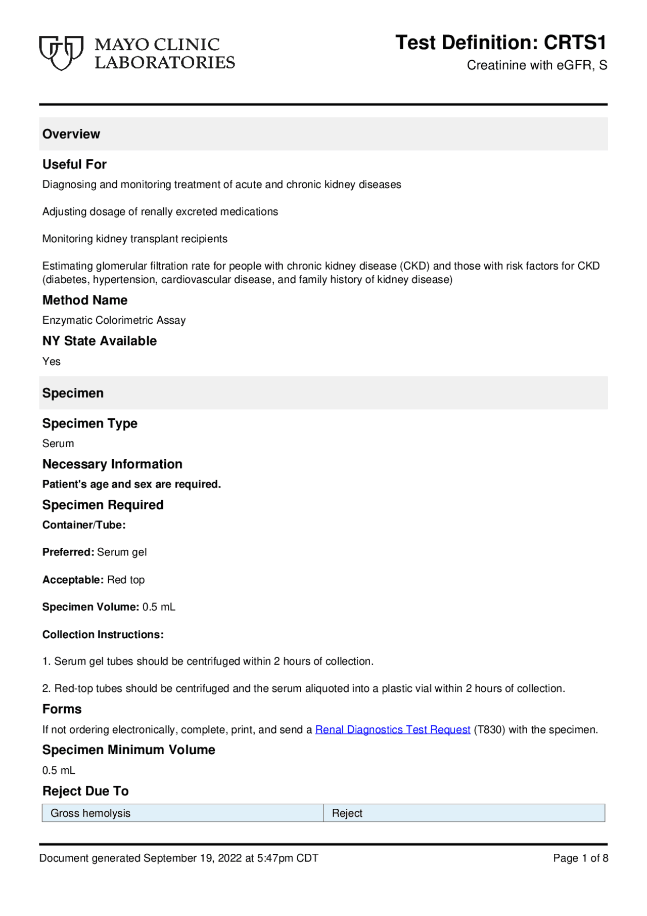 Test Definition: CRTS1 | Exams Diagnostics | Docsity