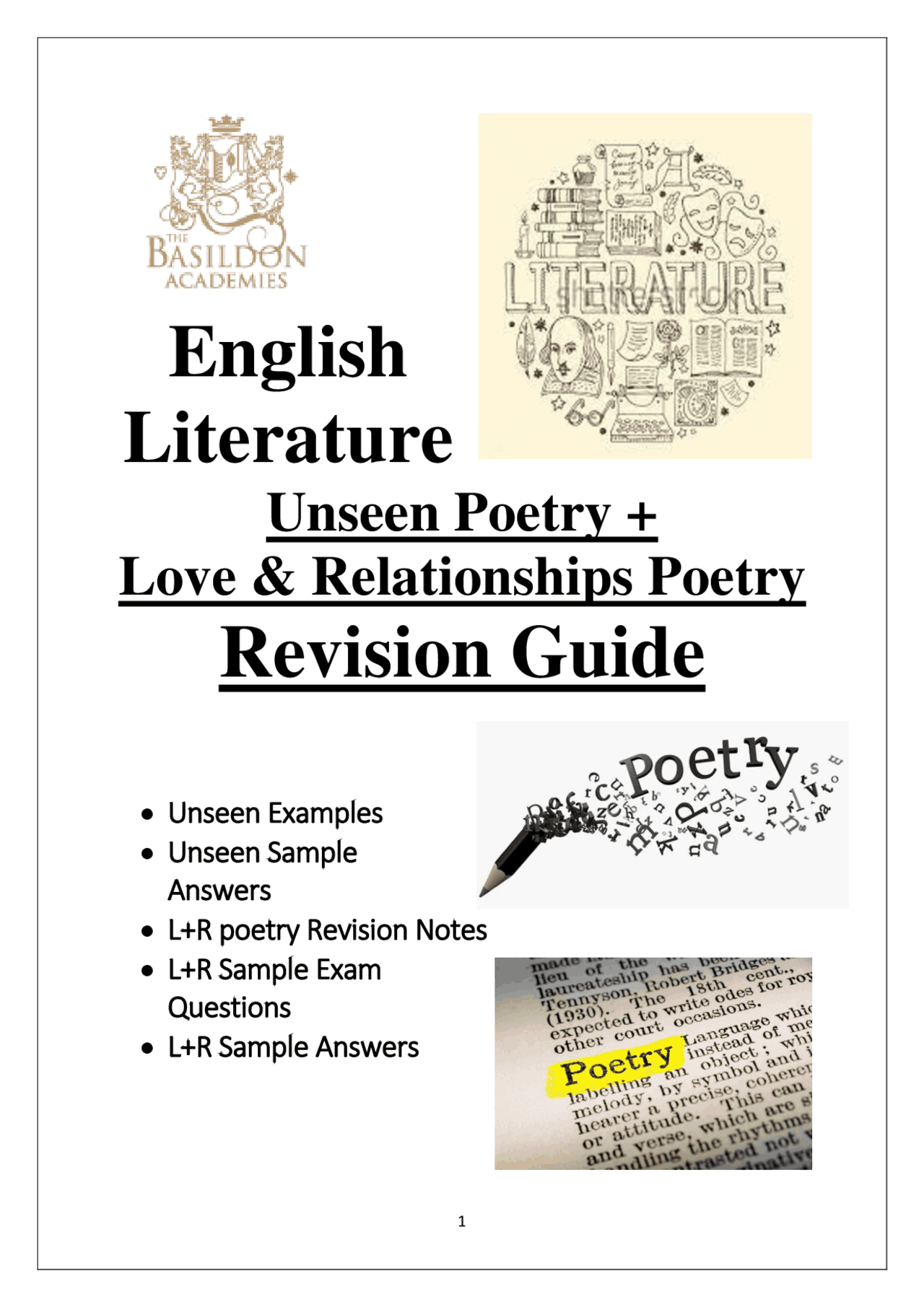 English Literature Revision Guide | Lecture notes English Literature ...