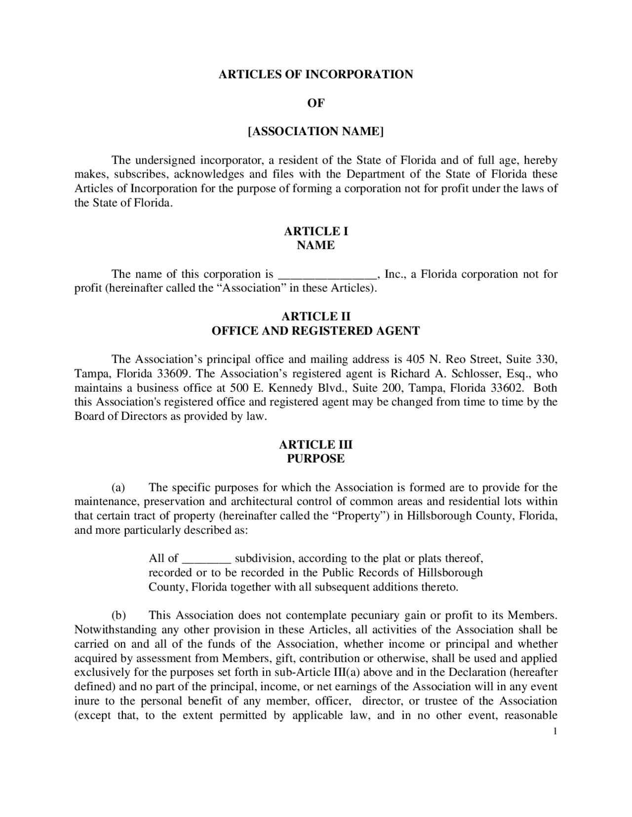 Articles Of Incorporation Of Association Name Exams Business Docsity