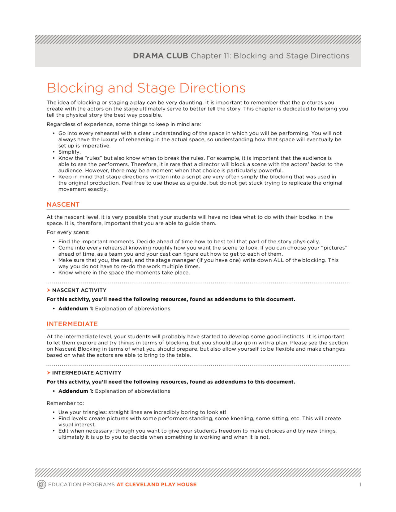 Blocking and Stage Directions | Schemes and Mind Maps Theatre | Docsity