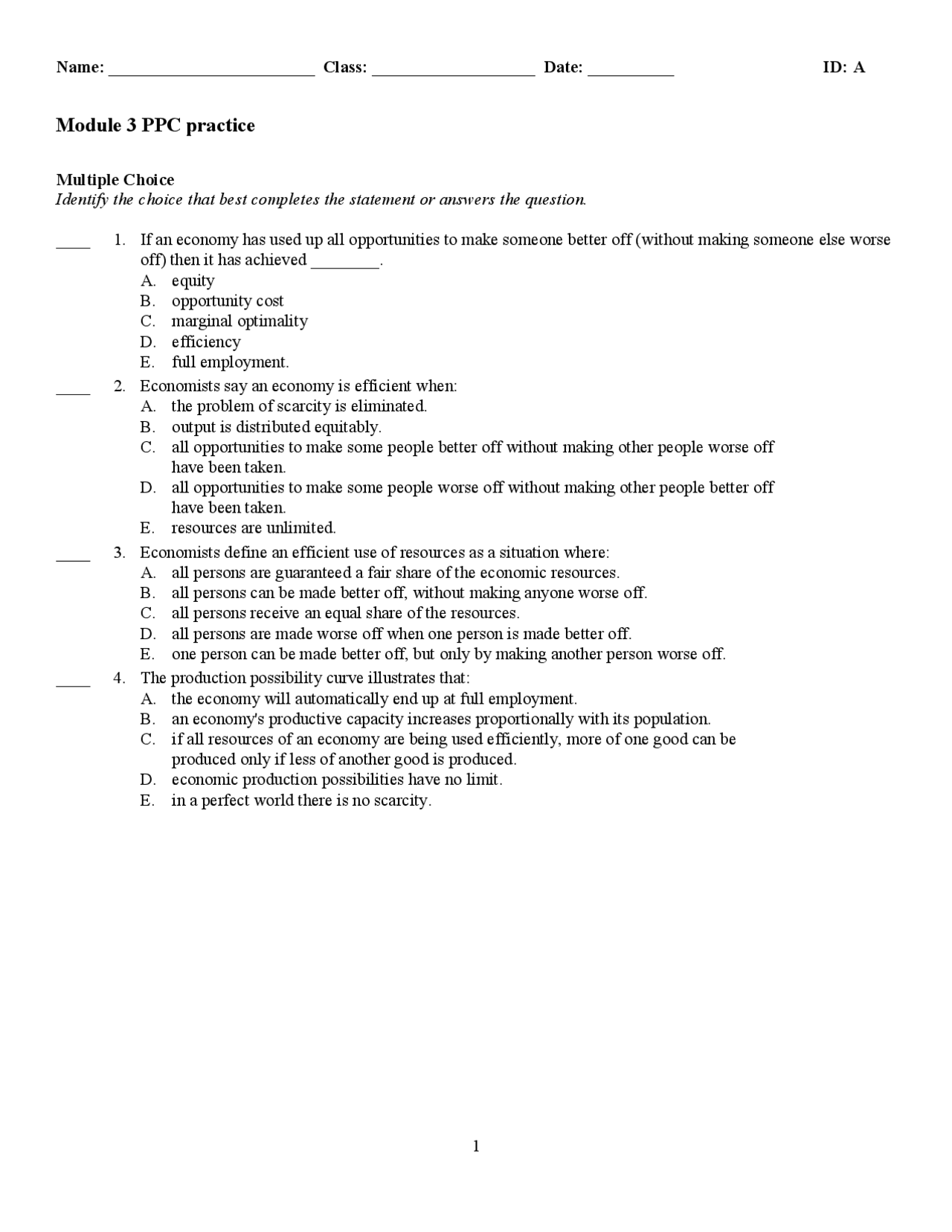 ID: A 1 - Module 3 PPC practice | Exams Technology | Docsity