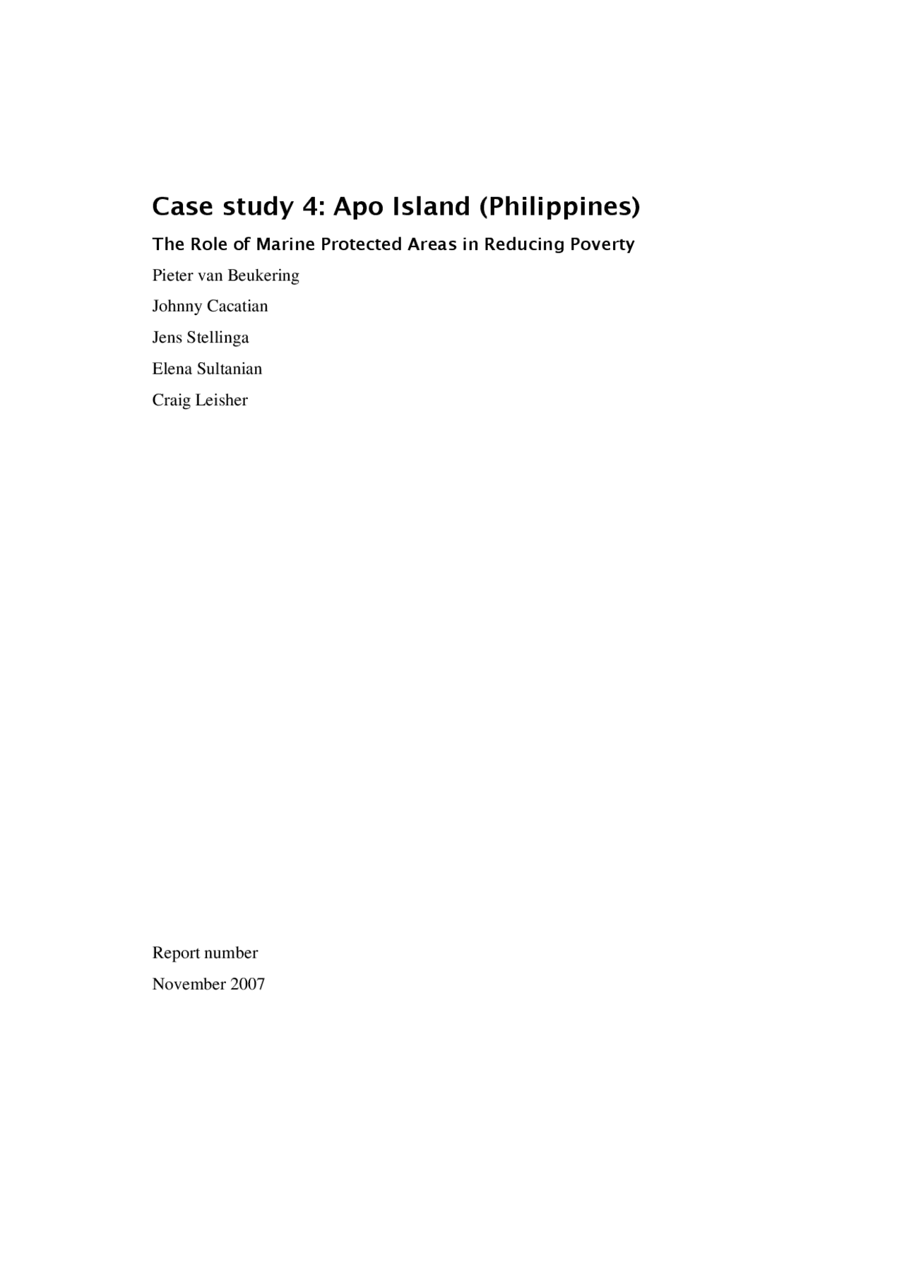 Case study 4: Apo Island (Philippines) | Exercises Tourism | Docsity