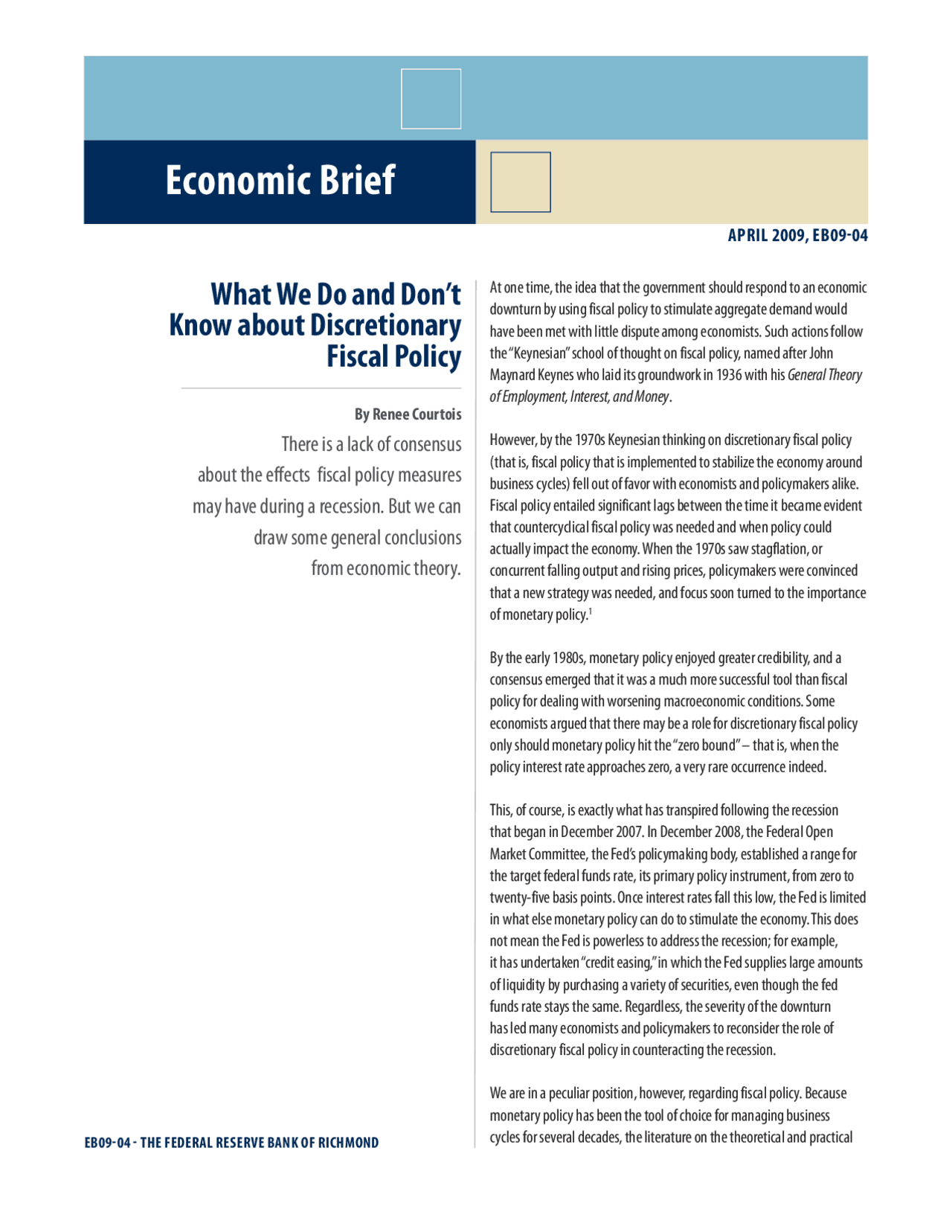 What We Do and Don't Know about Discretionary Fiscal Policy | Schemes ...