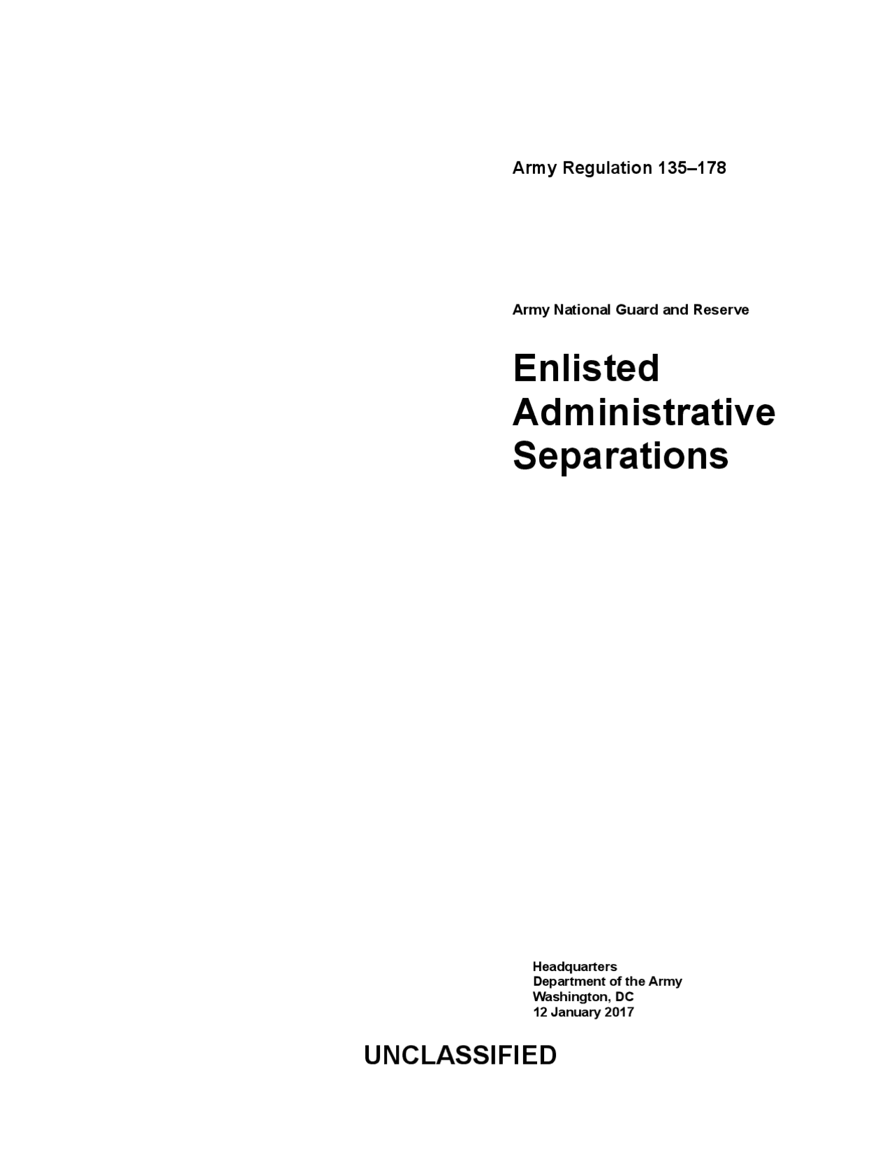 Army Regulation 135–178: Enlisted Administrative Separations | Schemes ...