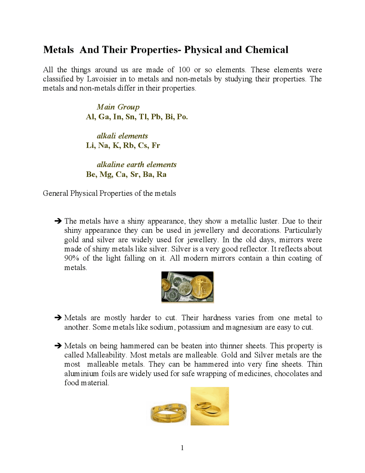 Metals And Their Properties- Physical and Chemical | Exams Construction ...