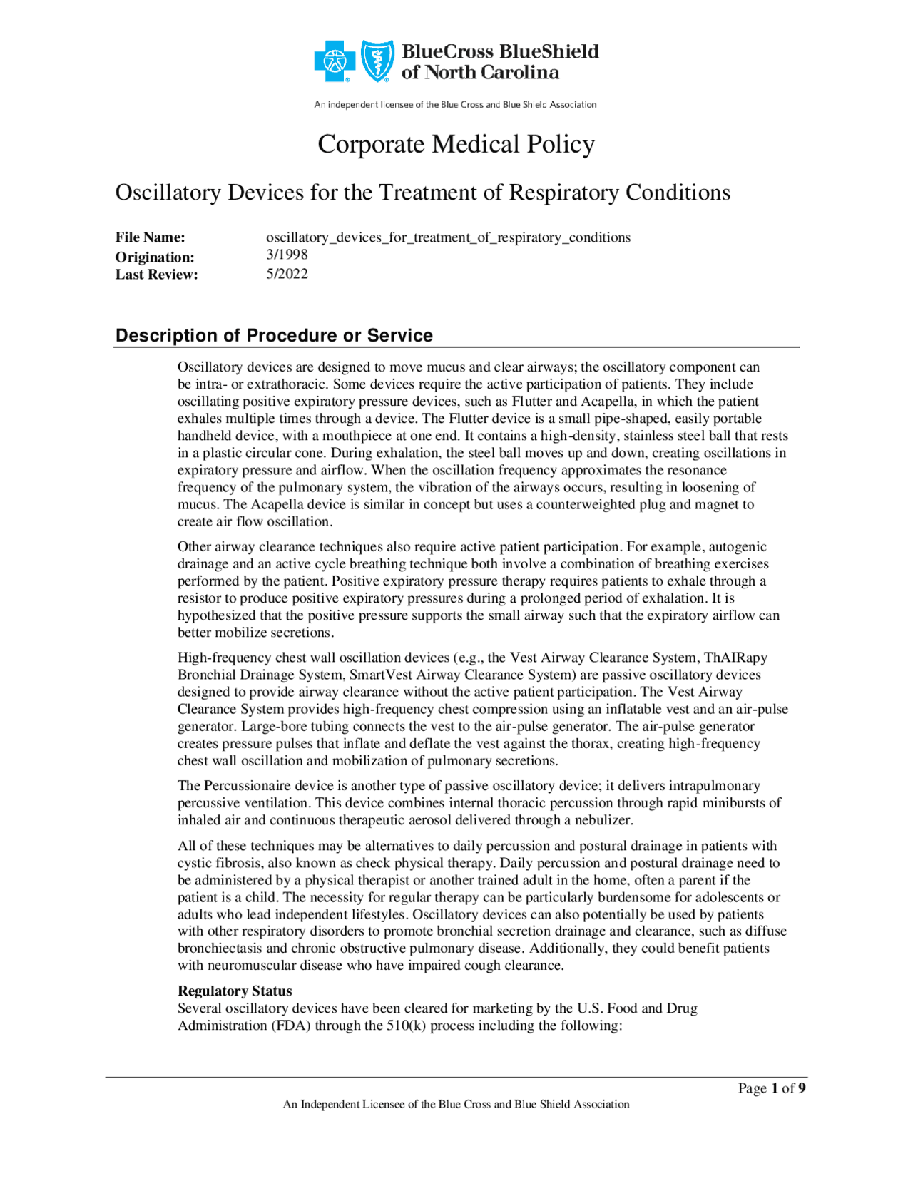 Oscillatory Devices for the Treatment of Respiratory Conditions ...