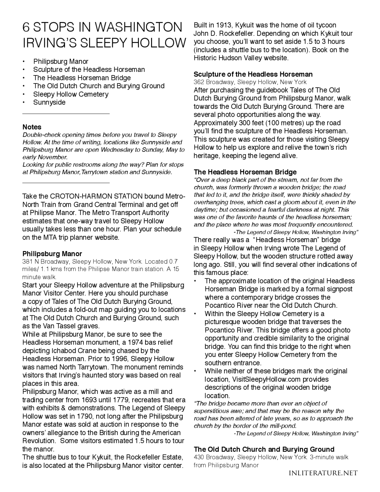 6 STOPS IN WASHINGTON IRVING'S SLEEPY HOLLOW | Study notes Sculpture ...