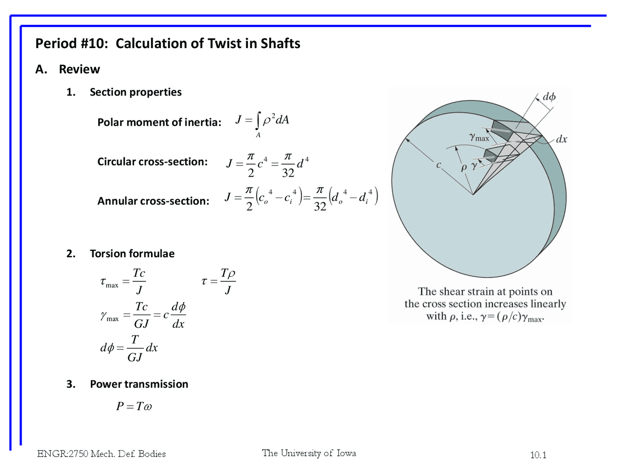 Period #10: Calculation of Twist in Shafts | Exercises Calculus for Engineers | Docsity
