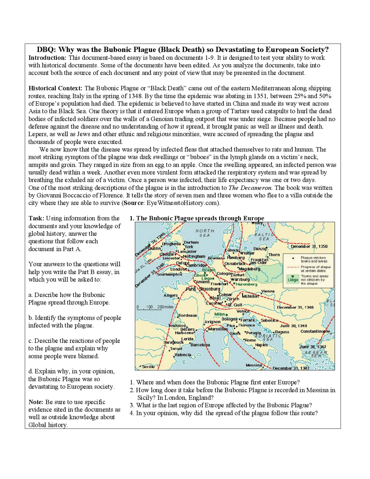 DBQ: Why was the Bubonic Plague (Black Death) so ... | Exams History ...