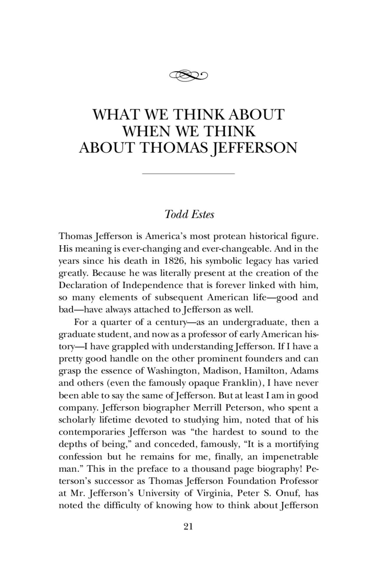 What We Think About When We Think About Thomas Jefferson | Exams ...