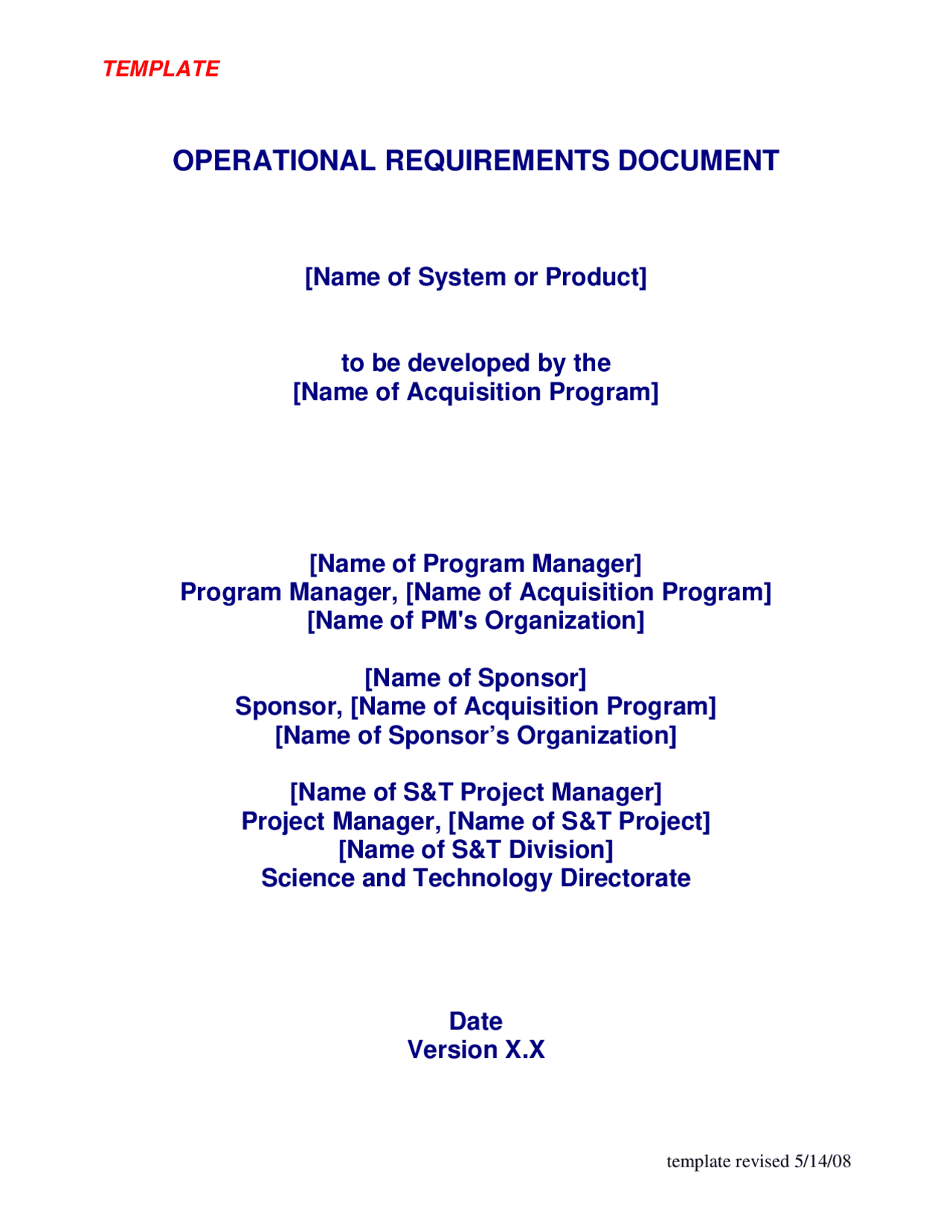 Operational Requirements Document Template | Schemes and Mind Maps ...