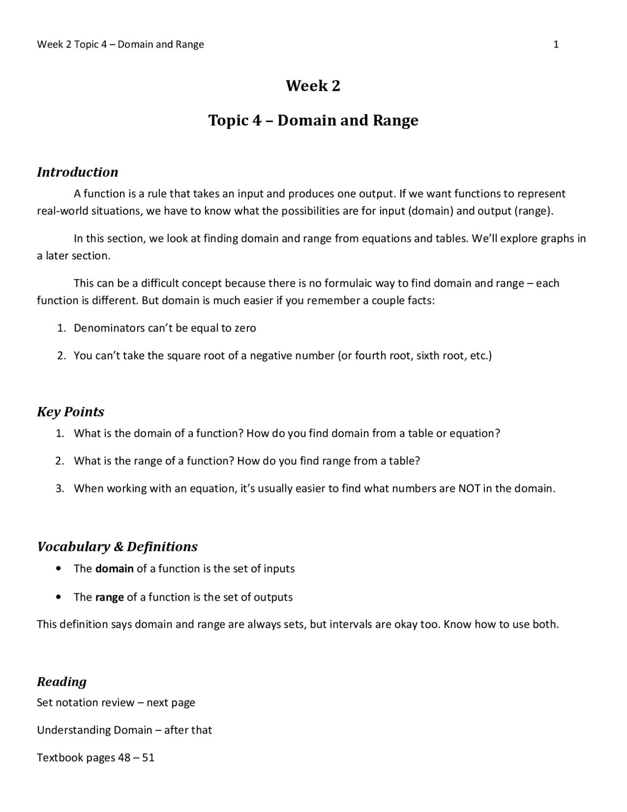 Week 2 Topic 4 Domain And Range Slides Calculus Docsity