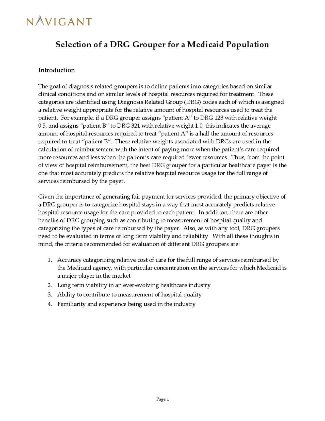 Selection of a DRG Grouper for a Medicaid Population | Study notes ...
