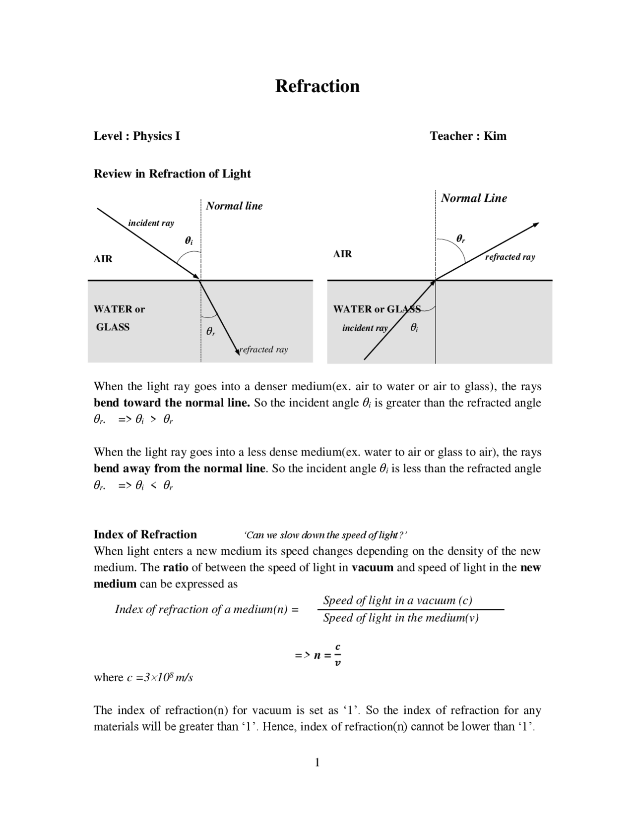 Reflection And Refraction Slides Law Docsity