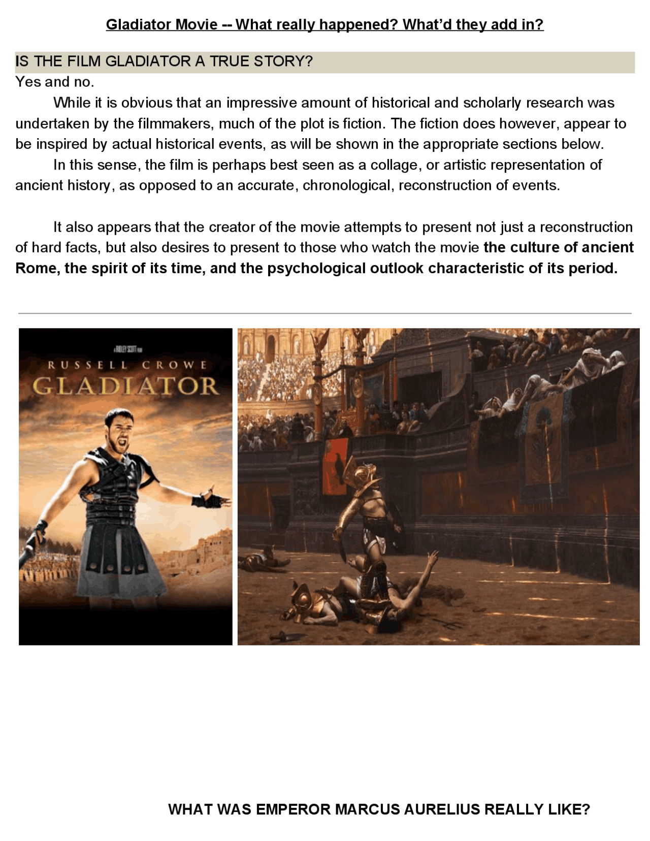 Gladiator Movie -- What really happened? What'd they add in? | Study ...