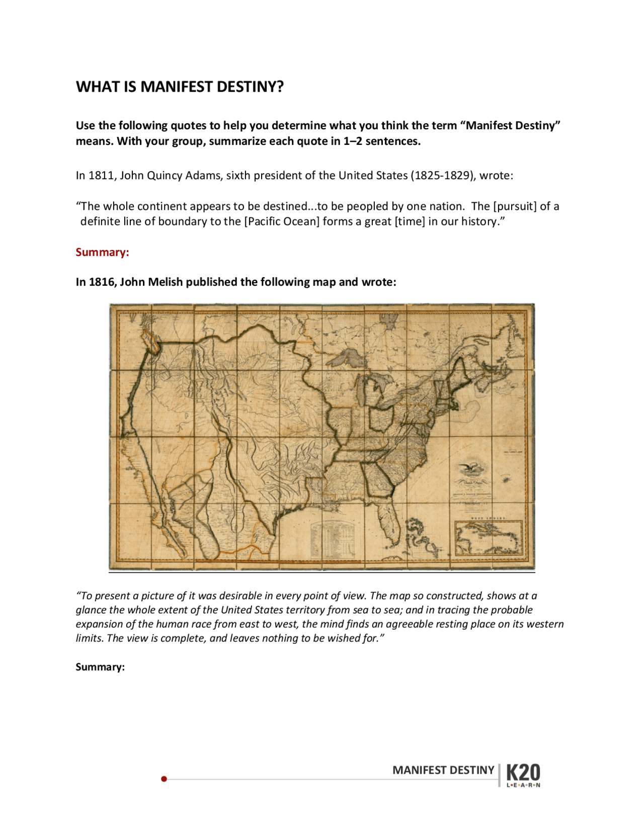 WHAT IS MANIFEST DESTINY? | Resúmenes Historia | Docsity