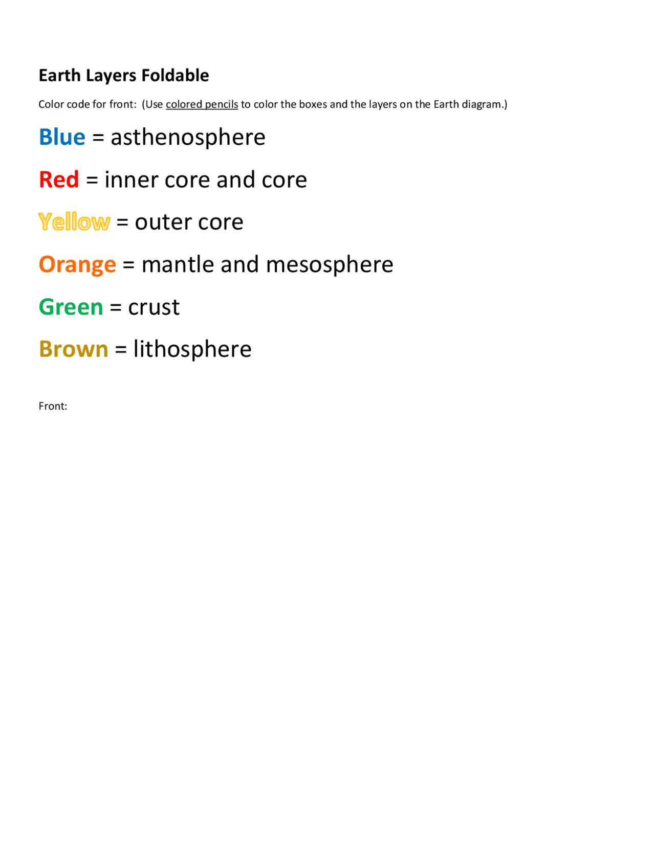 Earth Layers Foldable Lecture Notes Earth Sciences Docsity