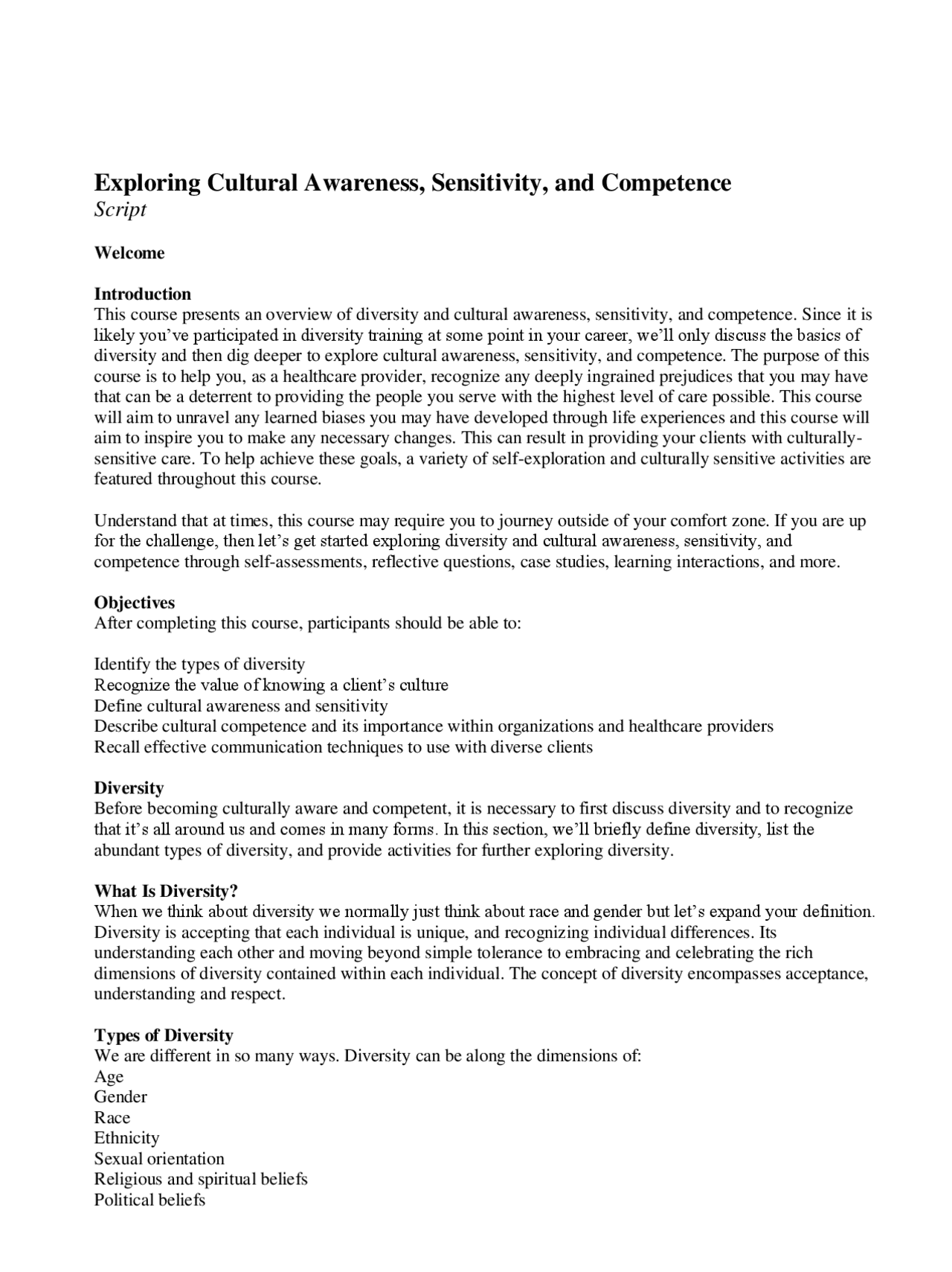 Exploring Cultural Awareness, Sensitivity, and Competence | Summaries ...