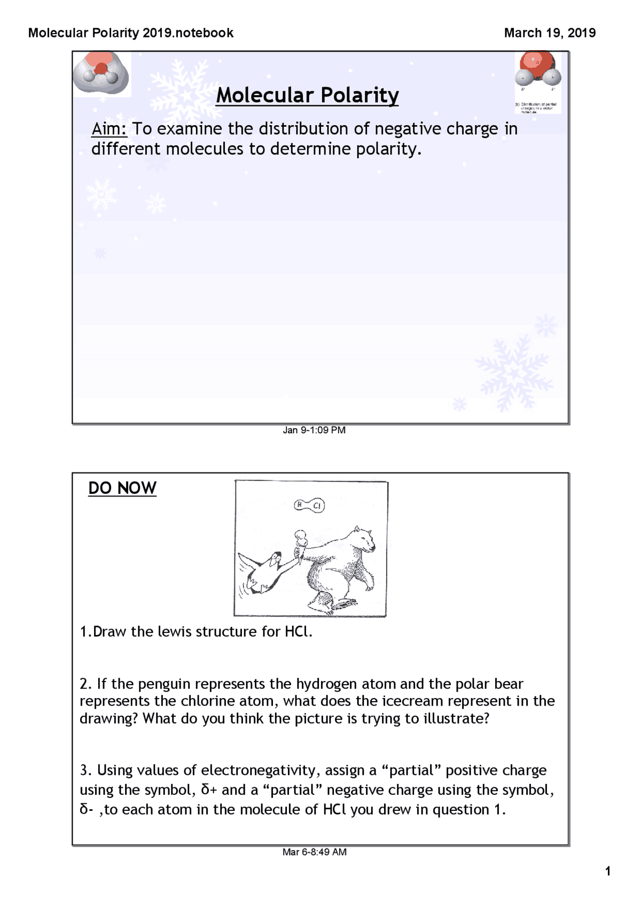 Molecular Polarity 2019.notebook | Study notes Molecular Chemistry ...