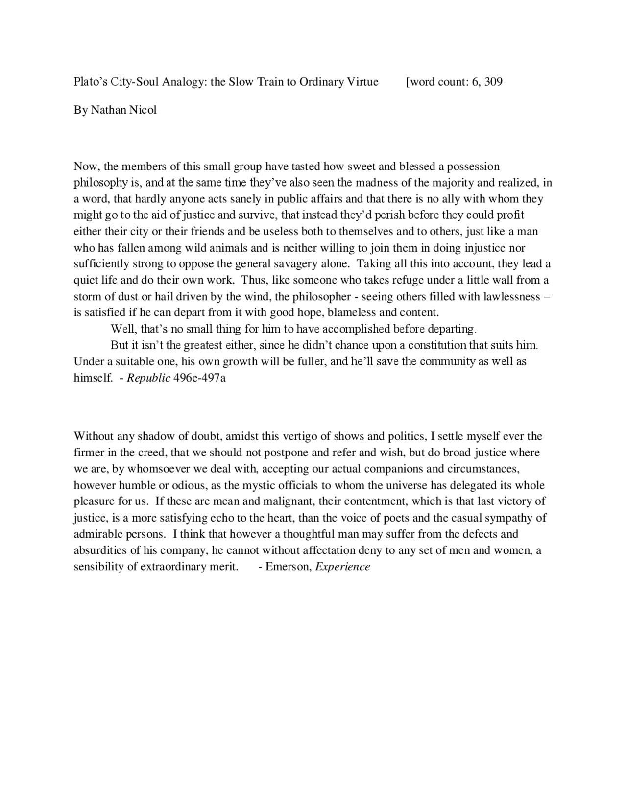 Plato's City-Soul Analogy: the Slow Train to Ordinary Virtue ...