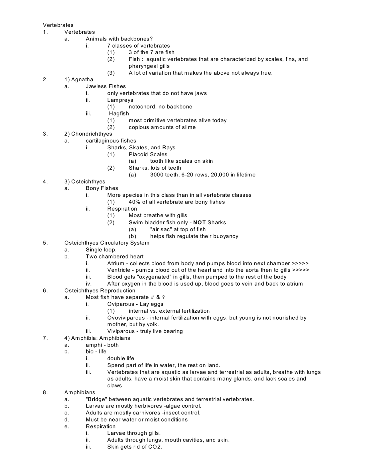Vertebrates | Lecture notes Animal Biology | Docsity
