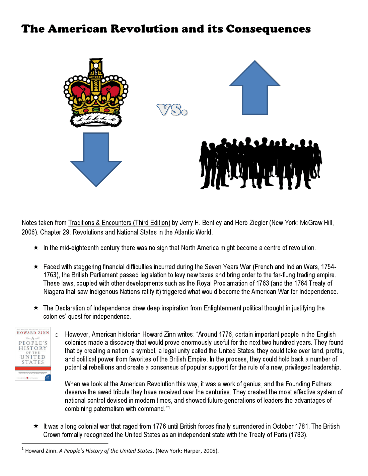 The American Revolution and its Consequences | Lecture notes History ...