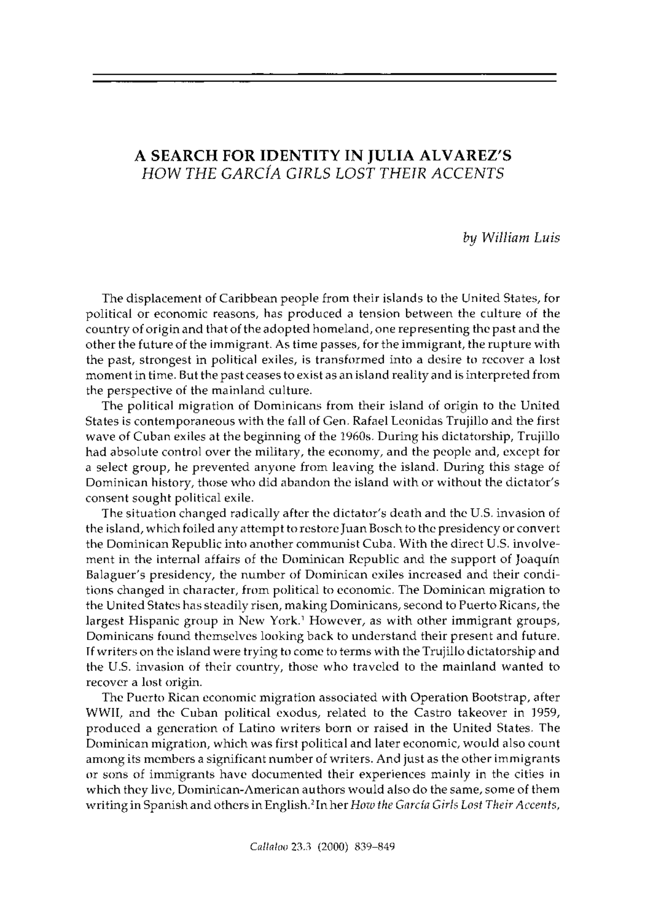 Search for Identity in Julia Alvarez's-- How the Garcia Girls ...