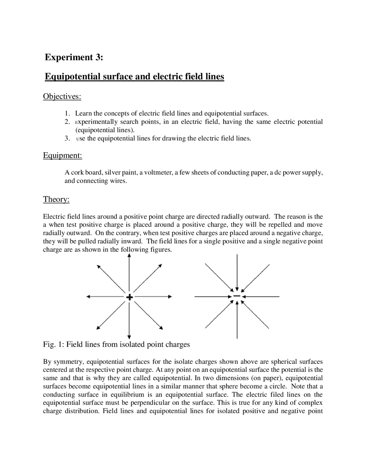 Experiment 3: Equipotential surface and electric field lines | Exams ...