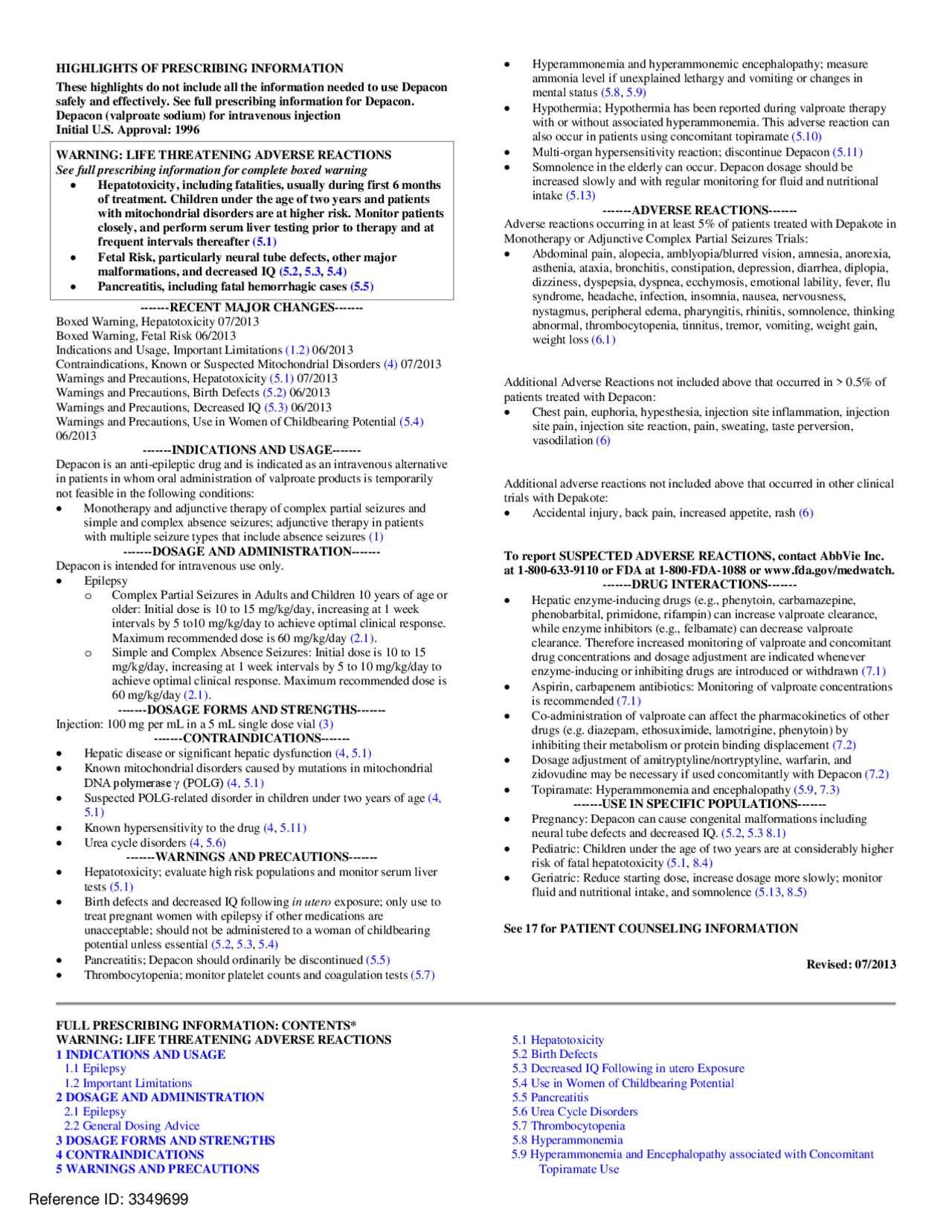 Depacon (valproate sodium) for intravenous injection | Exams ...