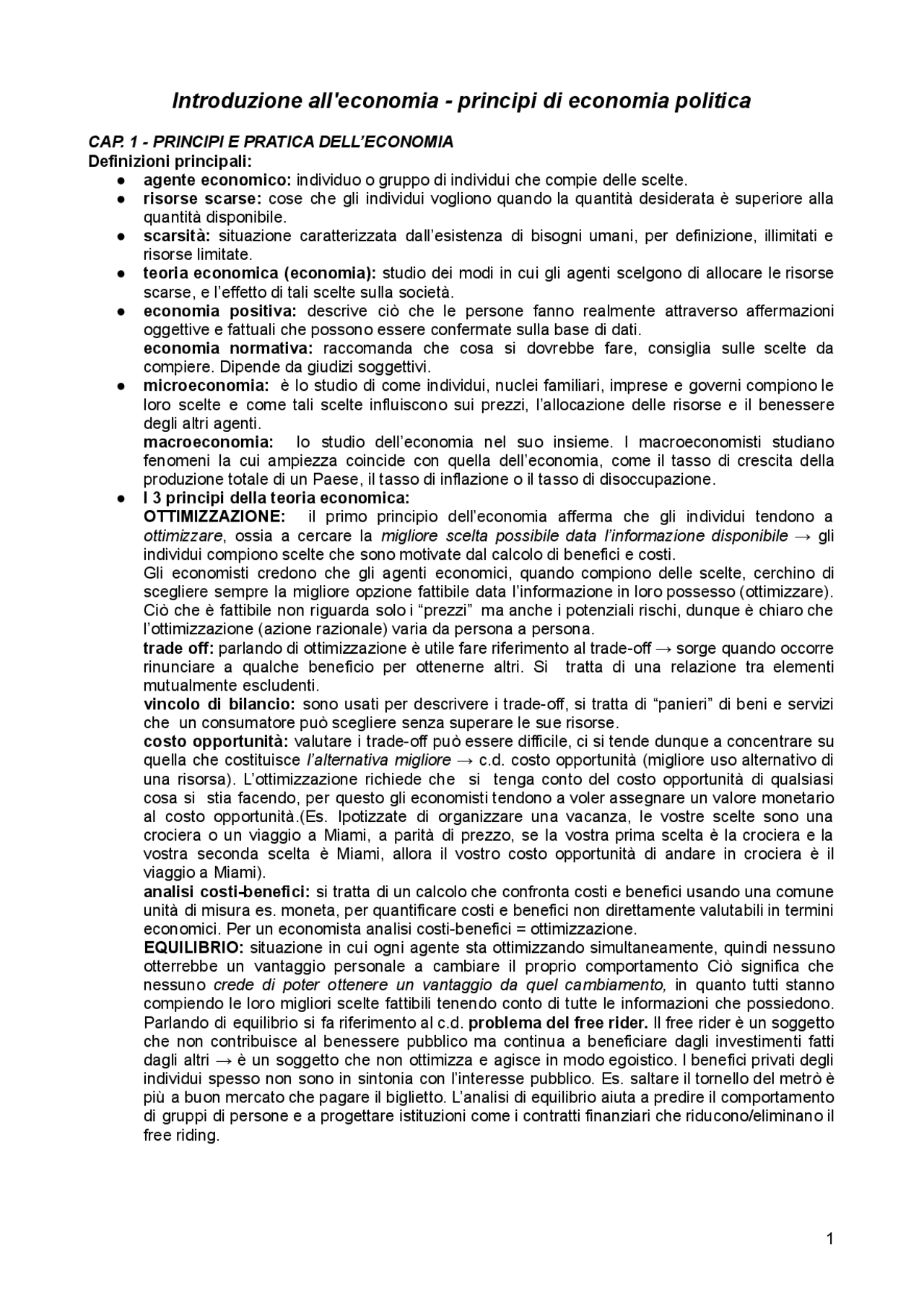 Riassunto Introduzione Alleconomia Manuale Unitn Di Vatiero